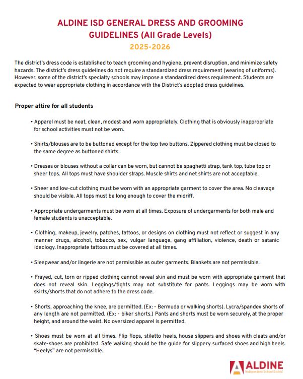 District Dress and Grooming Guidelines – Hall Success Academy
